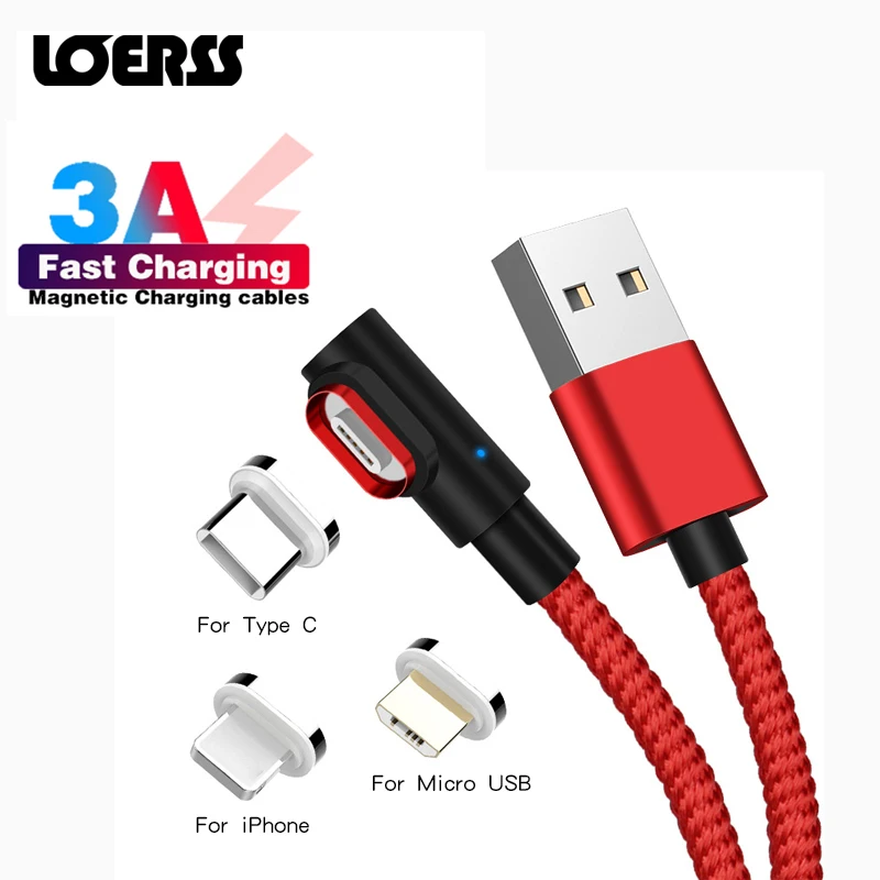 Cable magnético de carga rápida Micro Usb 3A para móvil, conector magnético de datos y Android ...