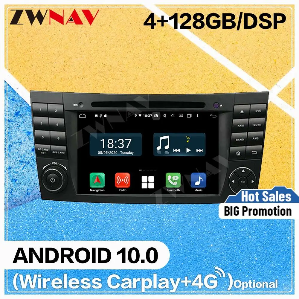 128G Carplay Android 10 Screen Car Multimedia DVD Player For BENZ W211 ...