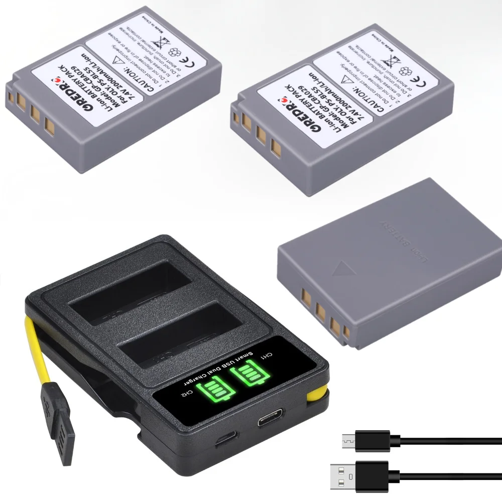 BLS-5 BLS-50 BLS5 BLS50 Battery + USB Charger with Type-C for Olympus ...