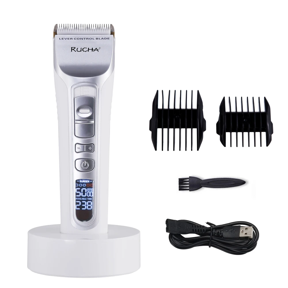 Usb 충전식 헤어 클리퍼 티타늄 세라믹 블레이드 Lcd 전문 강력한 파워 살롱 헤어 커팅 머신헤어 트리머