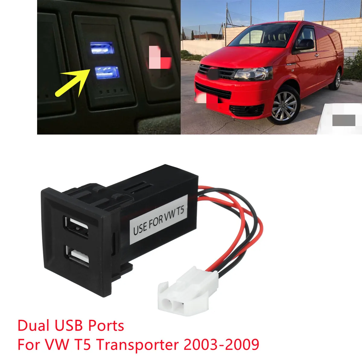 Blue-Dual-USB-Adapter-Socket-Port-Phone-Charger-Power-Inverter ...