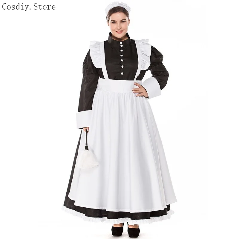 S-6xl Colonial Victorian Maid Halloween Costume Women Servant Festival ...