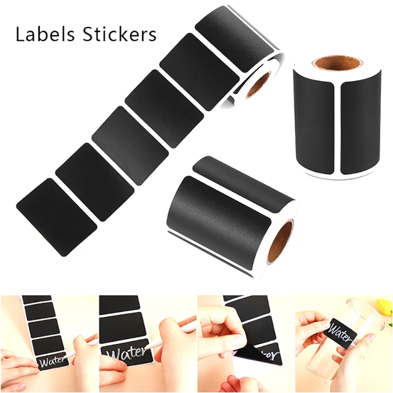 120pcs / Roll Waterproof Label Stickers Black Label Sealed Jar Storage ...