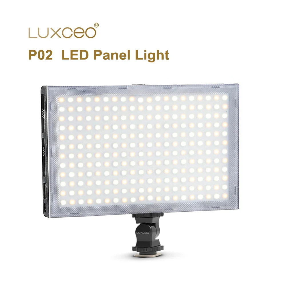 Luxceo P02 LED 카메라 라이트 1000LM LED 패널 비디오 라이트 옐로우/화이트 조명 램프 내장 4000mAh ...