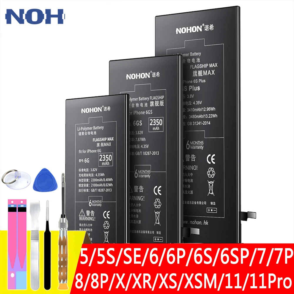 NOHON Battery For Apple iPhone 6S 6 7 8 Plus 11 Pro X XR XS MAX SE2 5S ...