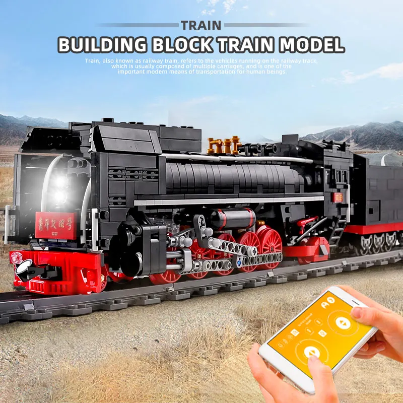 MOULD KING 12003 Motorized High-Tech Train Toys The QJ Steam ...