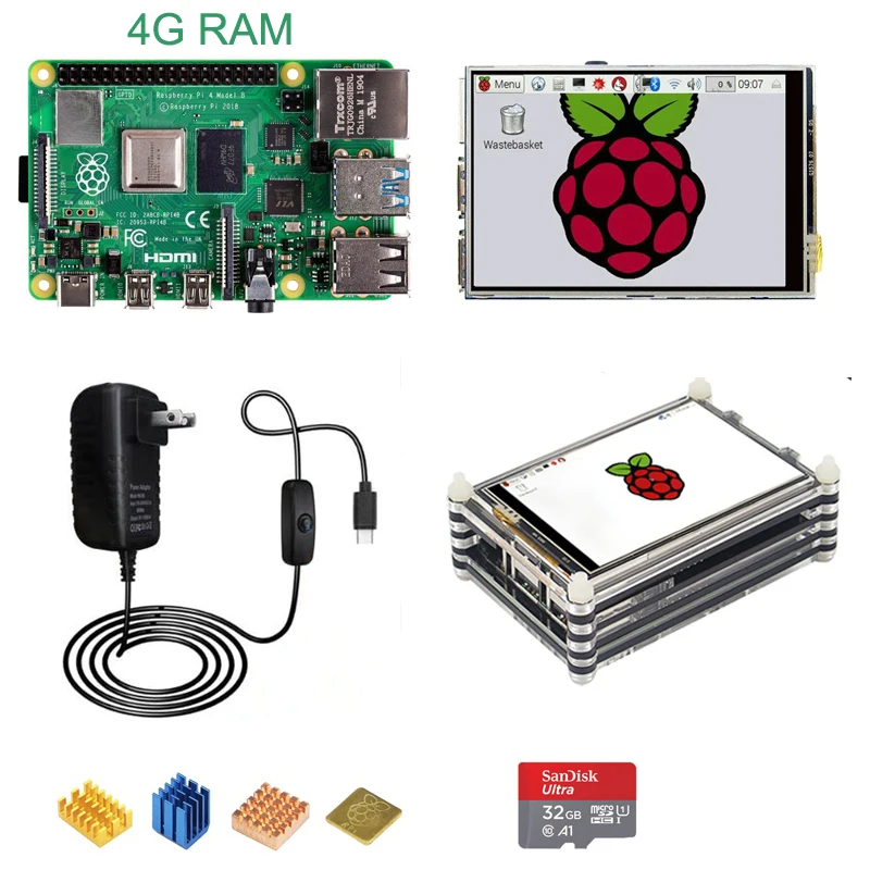 Raspberry Pi 4 Model B 4g With 3.5inch Lcd Display Rpi4 Acrylic Case ...