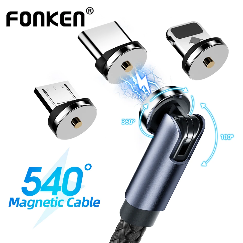 FONKEN Cable magnético USB C, Cable giratorio 540, cargadores de teléfono móvil, Cable de carga ...