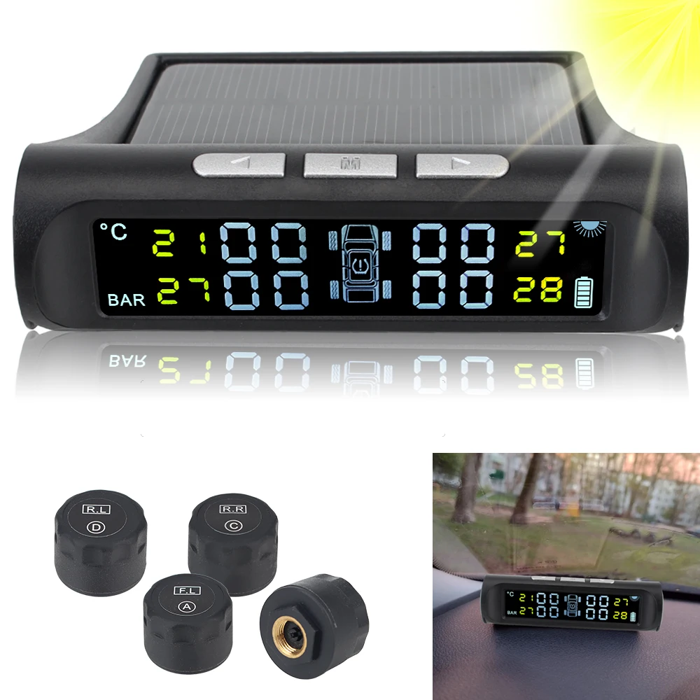 Solar-TPMS-Tyre-Pressure-Monitoring-System-Digital-LCD-Display-Car ...