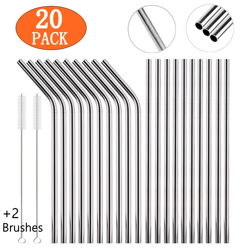 6-215mm-10-Colors-Eco-friendly-Reusable-Metal-Straws-Set-304-Stainless ...