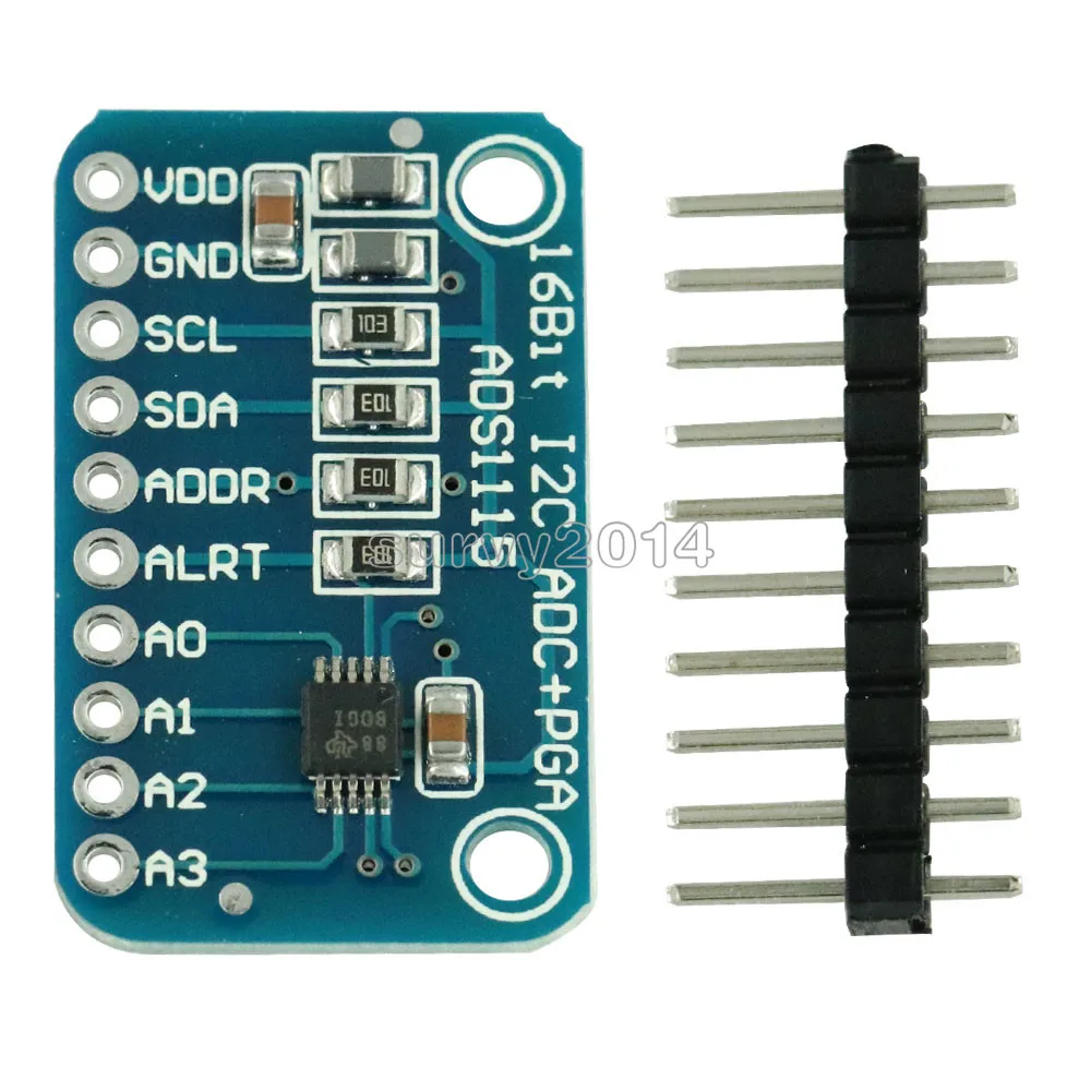 Módulo ADS1115 I2C de 16 bits, 4 canales con amplificador de ganancia Pro para Arduino RPi, 1 unidad