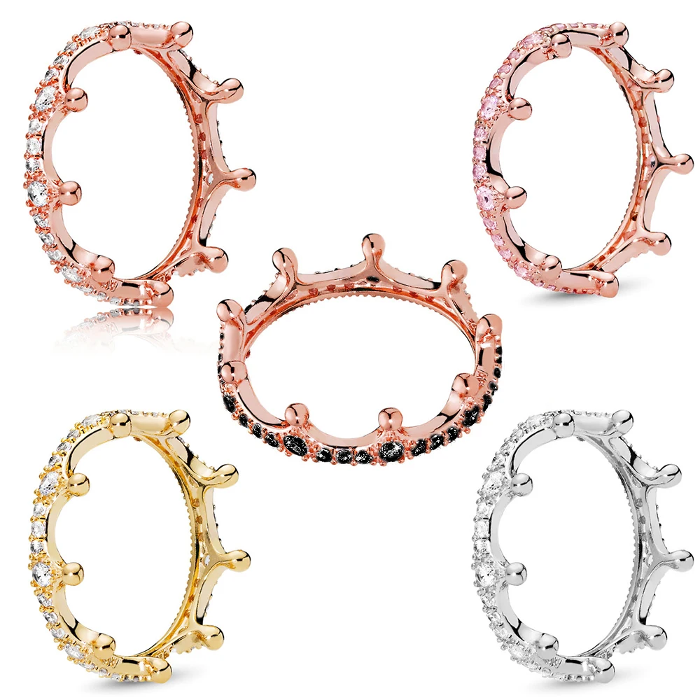Seialoy de oro rosa de moda Zircon corona anillos para hombres y ...