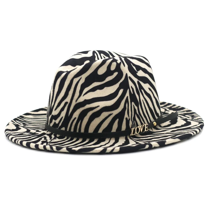 Panama LIEBE zubehör zebra muster flach top fedora hut leopard print ...