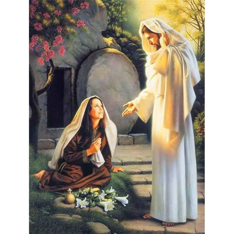 Christian Paint By Numbers Set Jesus and Mary in Garden at Tomb – Hobby ...