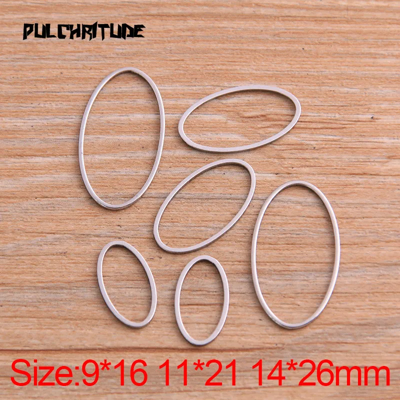 PULCHRITUDE 20Pcs 3 Size Oval Charm Stainless Steel Pendant Open Bezels ...