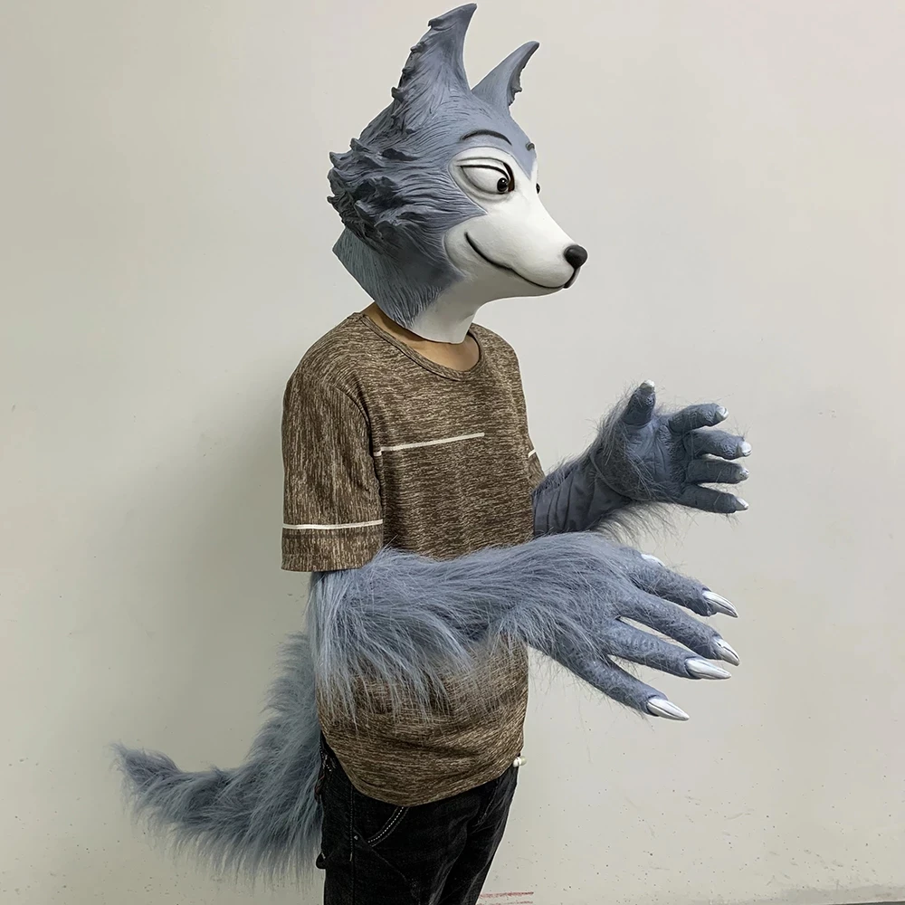 Anime Beastars Legosi Animal Wolf Claws Cosplay Masks, Glove And Tail ...