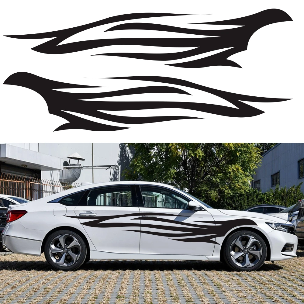 Car Stickers Long Striped Stickers Flame Totem Bumper Stripe Graphic ...