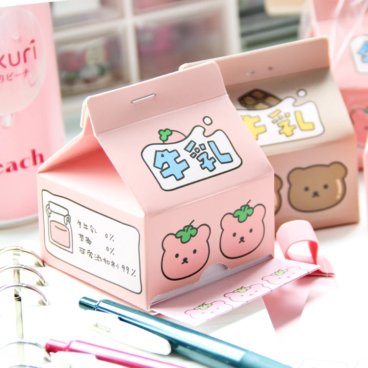 10 Sets/lot Memo Pads Sticky Notes Milk carton Daily Paper notepad ...