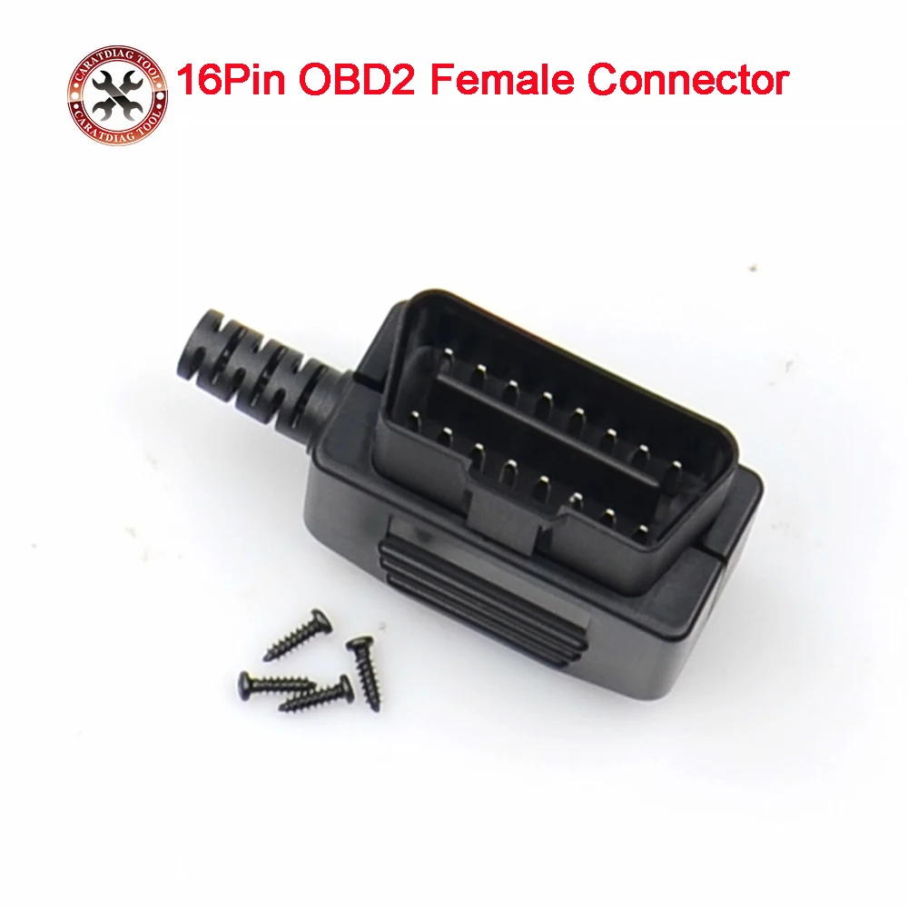 16 Pin Automobile Black Female Connector Obd2 Wire Sockets Obd Adapter ...