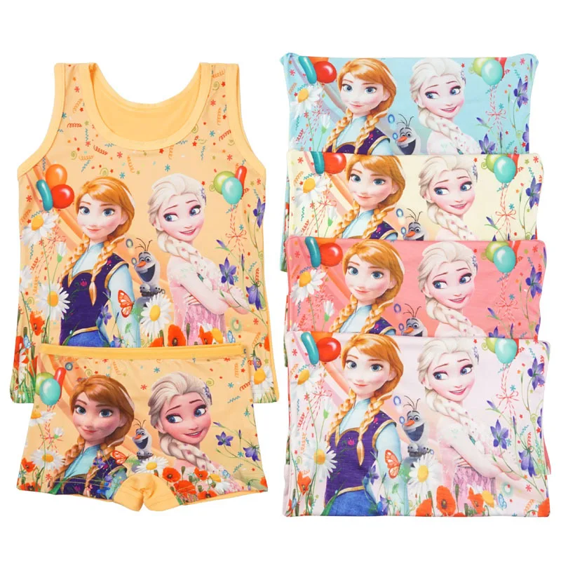 Disney Frozen Girls Clothing Set Summer Pajamas Vest Panties Children ...