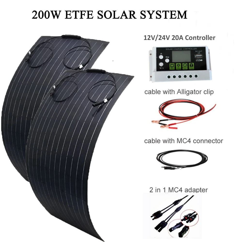 Solar Panel Kit 12v Complete 300w 200w 100w 24v Flexible Etfe Pet 1000w ...