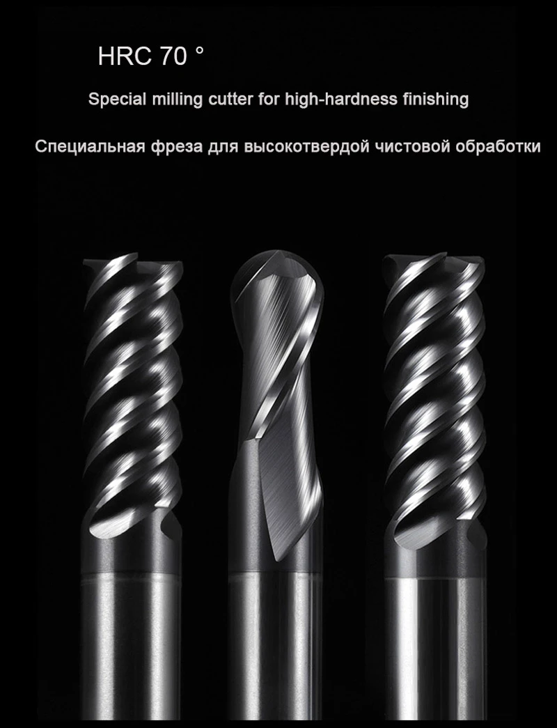 Burun End Mill Tungsten karbür kesici CNC Router Bit freze aracı R0.5 6 8 10mm HRC70 4/2 flüt ...