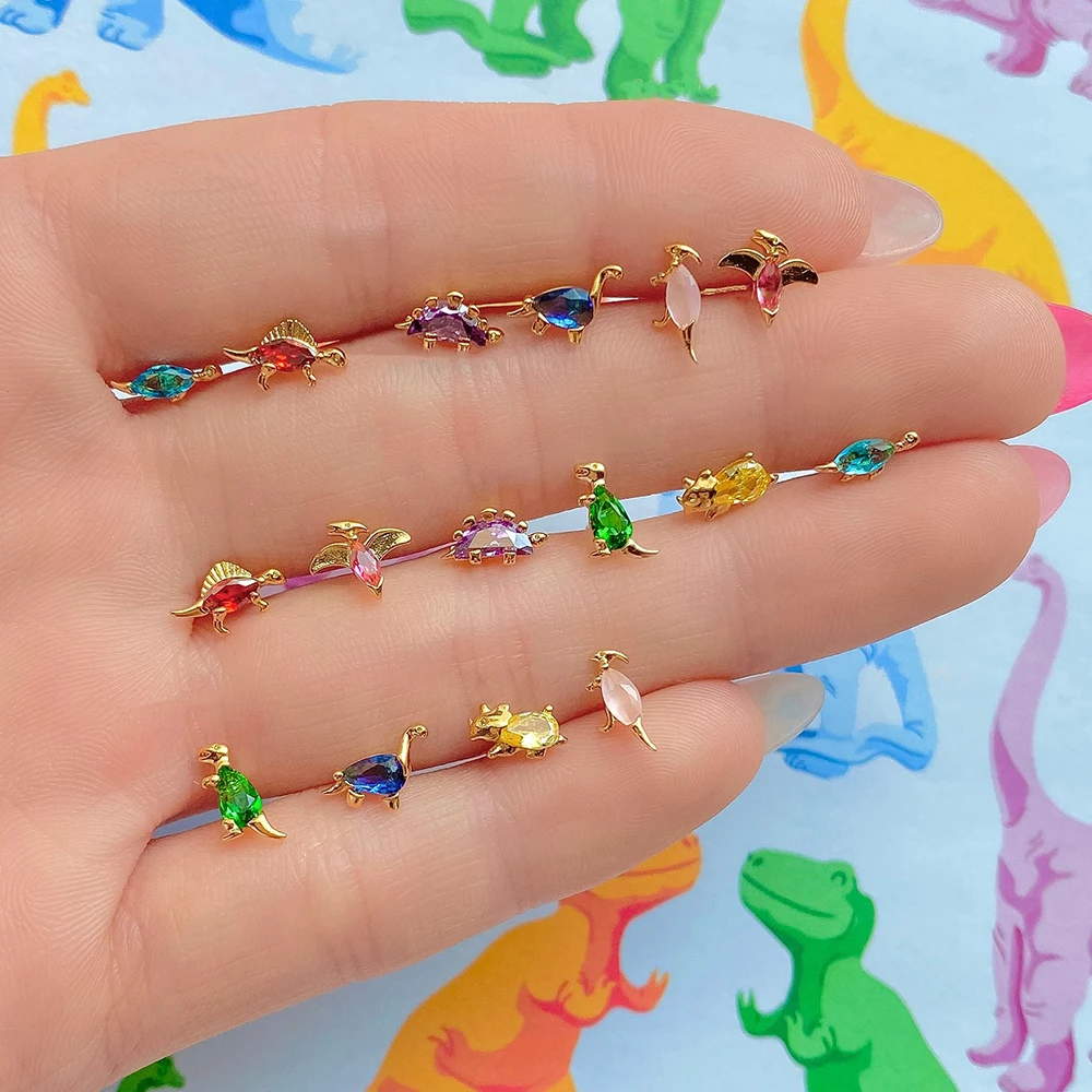 New 1Pair Cute Dinosaur Stud Earrings Creative Fashion INS Tropical ...