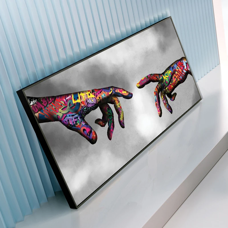 Graffiti Hand Of God Canvas Painting Hand Poster Print Wall Art Picture ...