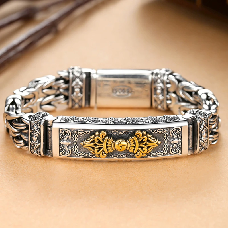 Retrosen Chinese Style Retro Silver Hipster Men's Bracelet Creative ...
