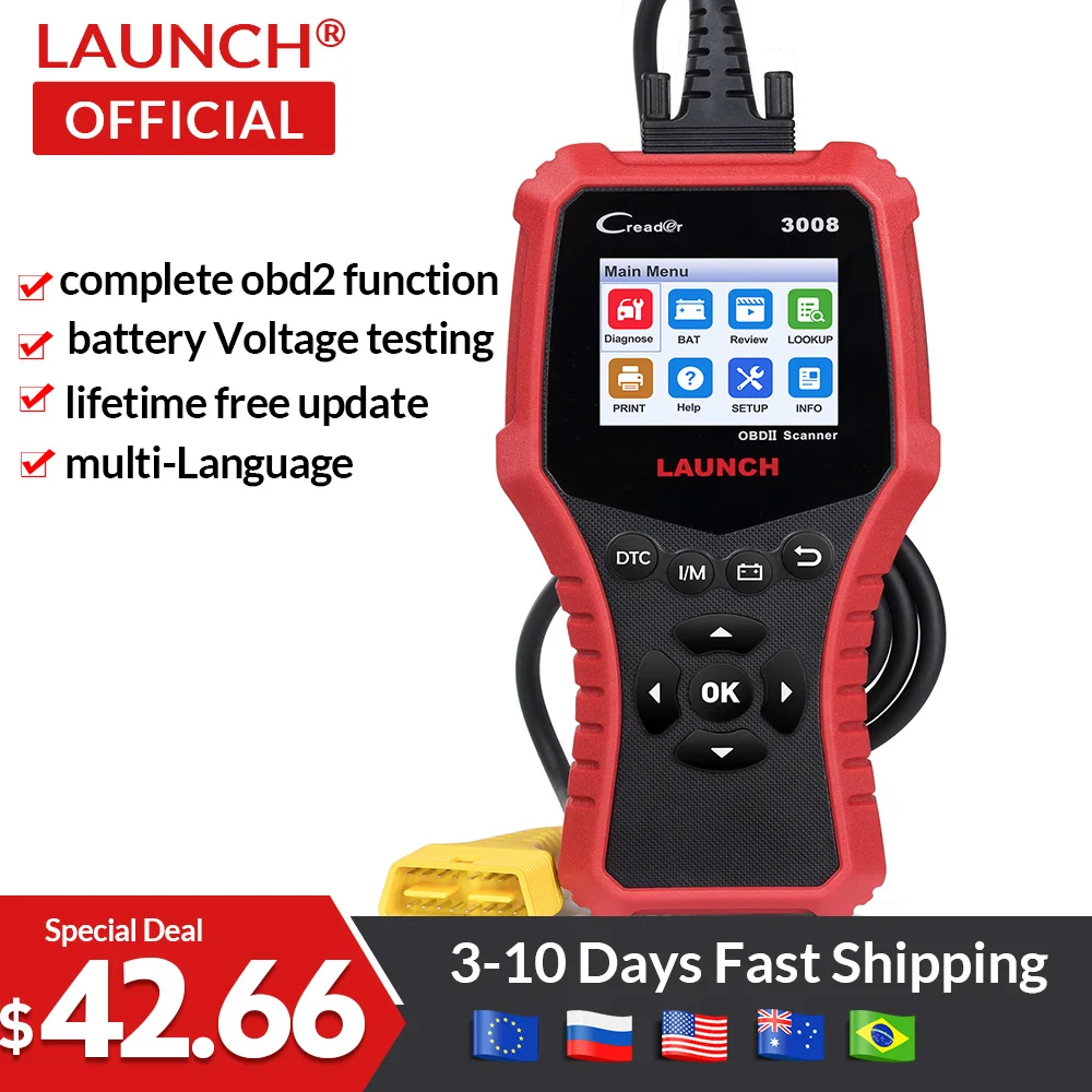 LAUNCH X431 CR3008 obd2 code reader scanner support full obdii ...