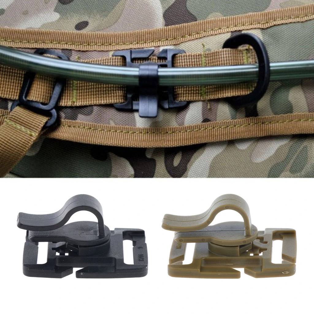 Hydration Pack Water Bladder Drinking Tube MOLLE Webbing Clip Holder ...
