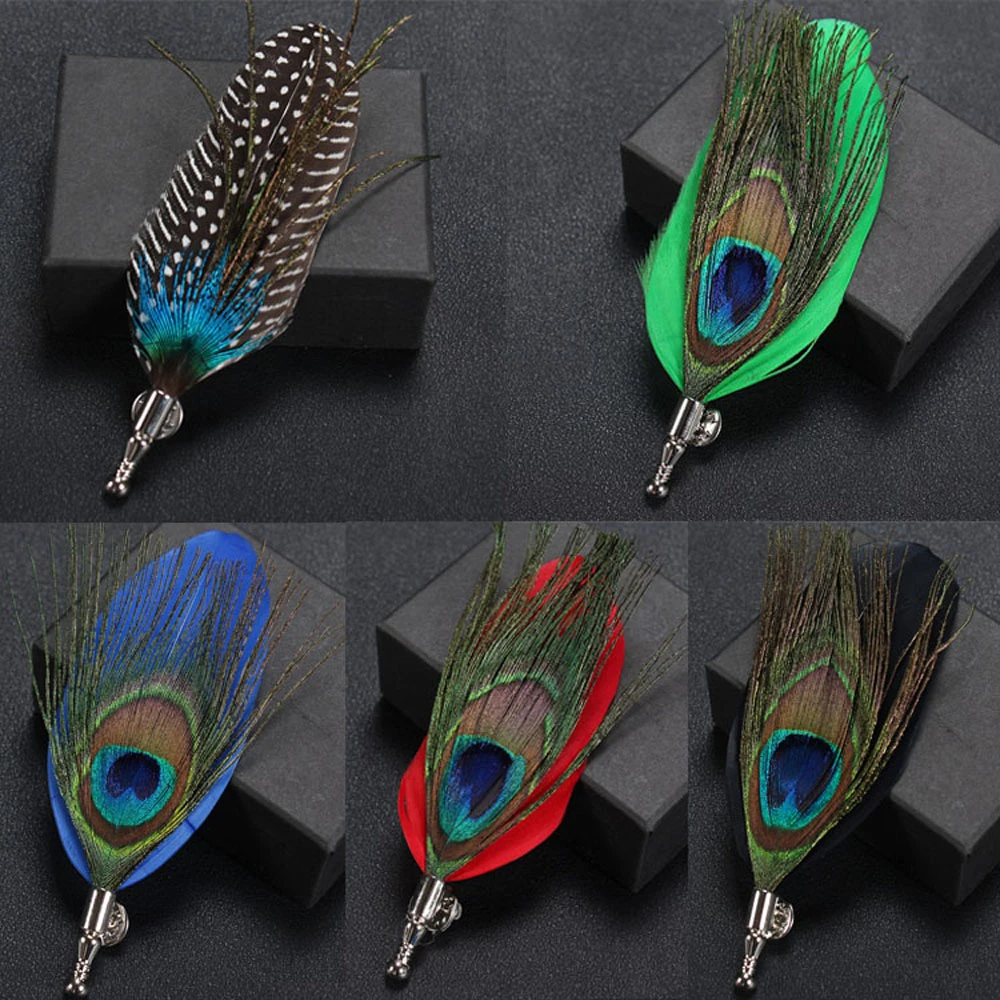 1 Pcs Feather Brooch Lapel Pin Fashion Designer Handmade Men Women ...
