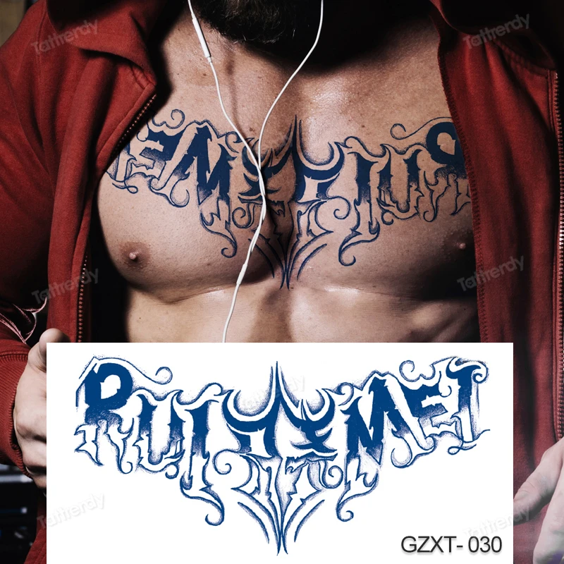 Chest Piece Lettering Tattoos