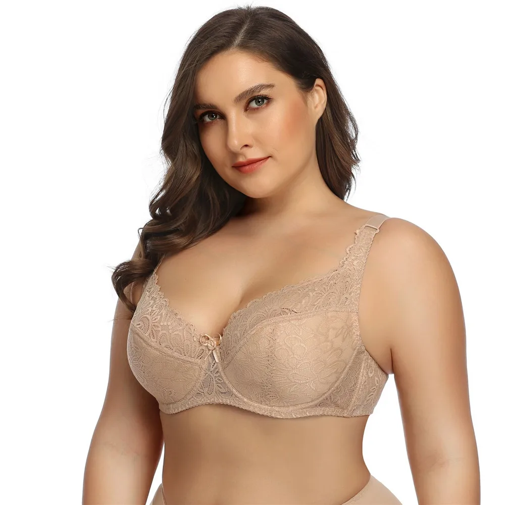 Ultra thin Large Cup DD 38DD 40DD 42DD Big Size Female Push Up Lace Bra