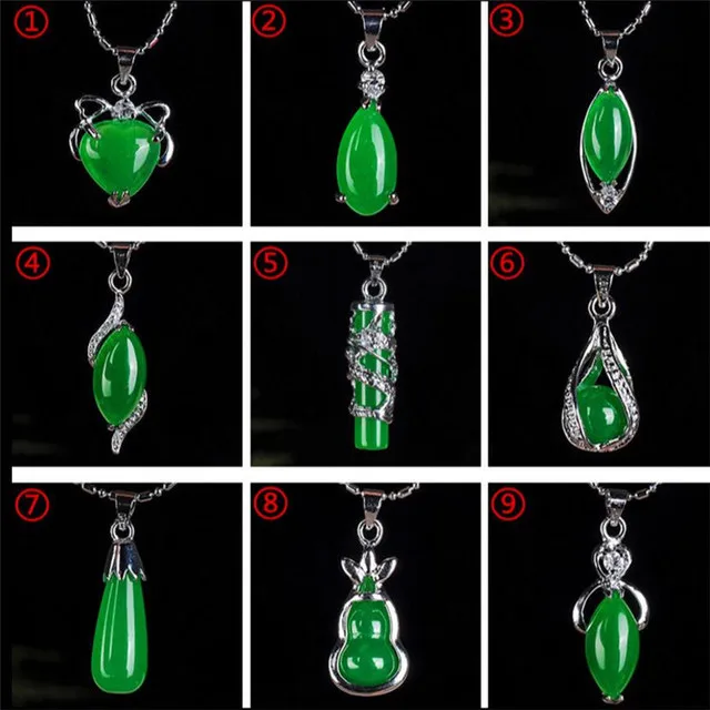 Colgante de jade verde Natural para mujer, incrustaciones de plata 925 ...