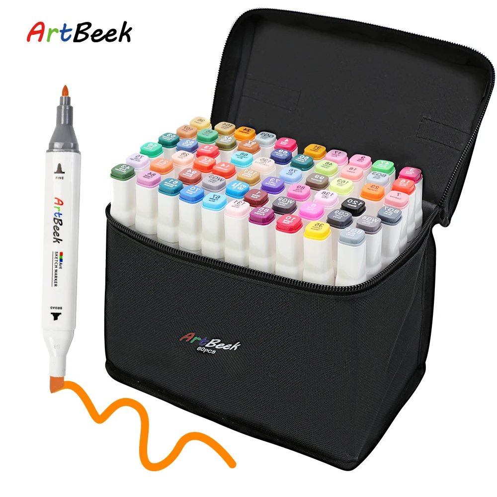 Artbeek Markers Sets For Drawing Painting Set Sketch Marker Pen Set 40 ...