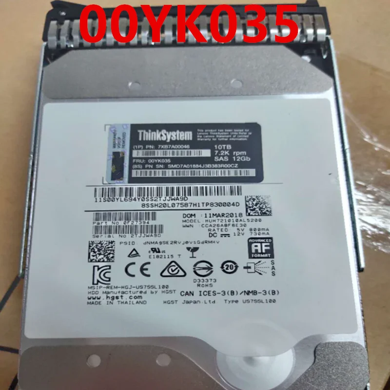 New HDD For Lenovo SR550 SR650 SR850 10TB 3.5" SAS 256MB 7200RPM For ...