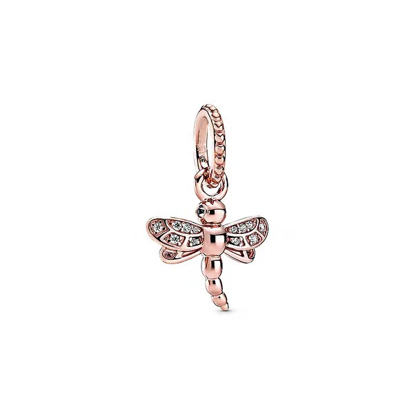 2020-New-Original-925-Sterling-Silver-Bead-Rose-Sparkling-Dragonfly ...