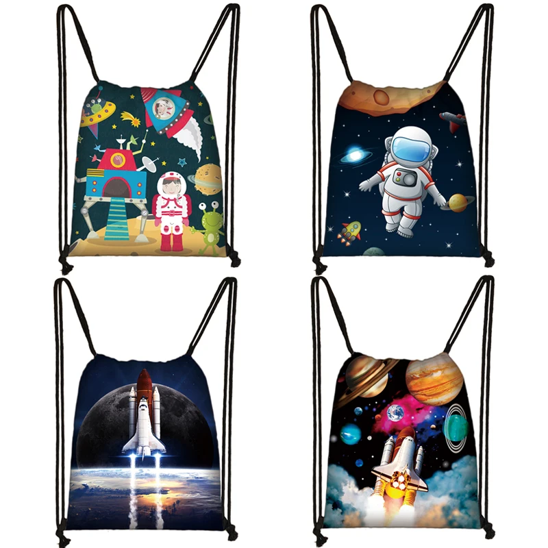 Astronaut-Rocket-Spaceship-Drawstring-Bag-Teenager-Boys-Girls-Storage ...