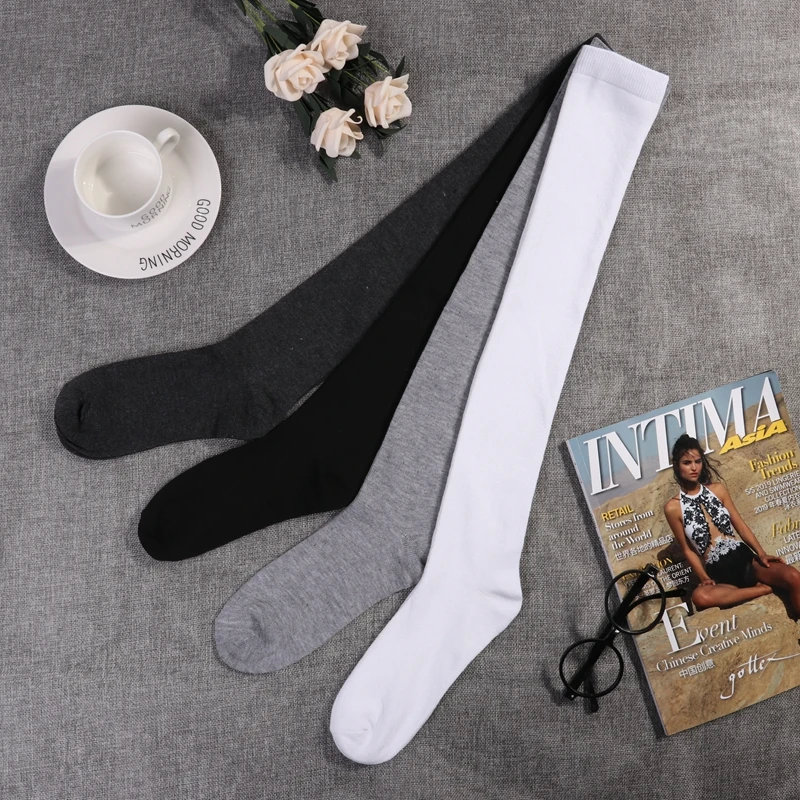 Bas,Bas en coton pour femmes, bas chauds, cuisses hautes, au dessus des ...