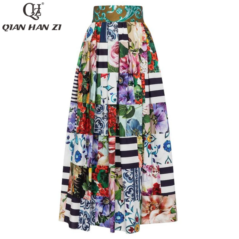 Qian Han Zi summer designer fashion runway Women Maxi skirt elegance ...