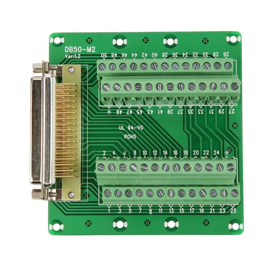 DB50 D-Sub Male/Female Header Board DIN Rail Mount Interface Module ...