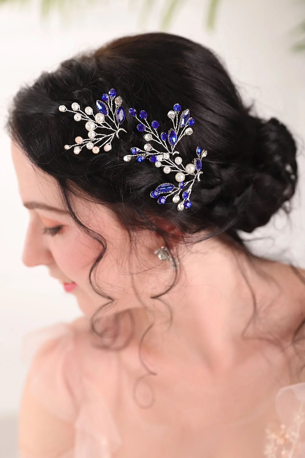 Chic-Blue-Silver-Bridesmaid-gift-Wedding-Birde-Hair-Accessories ...