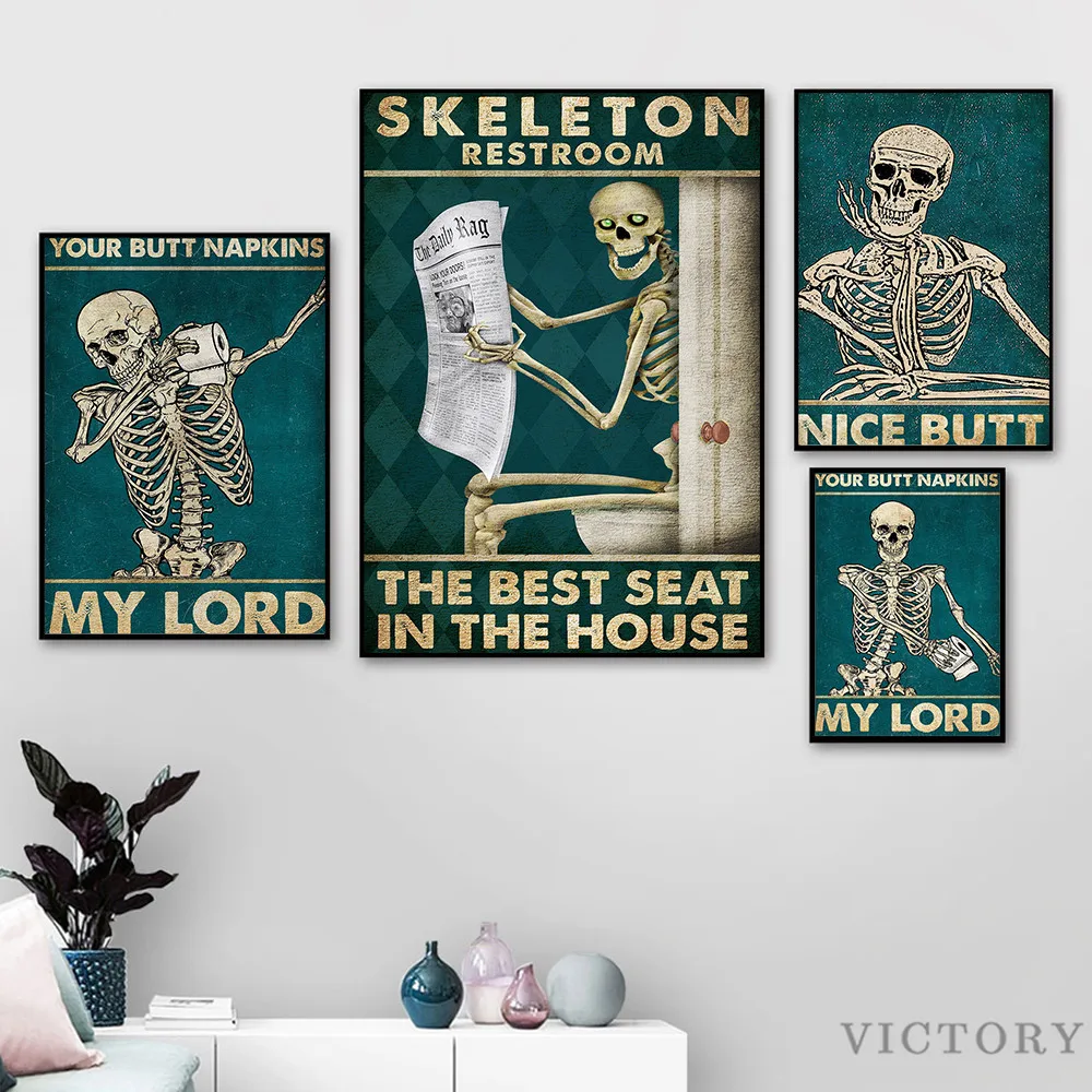 Prints Funny Skeleton Poster Home decor Wall Decor Wal hangings DGTL225 ...