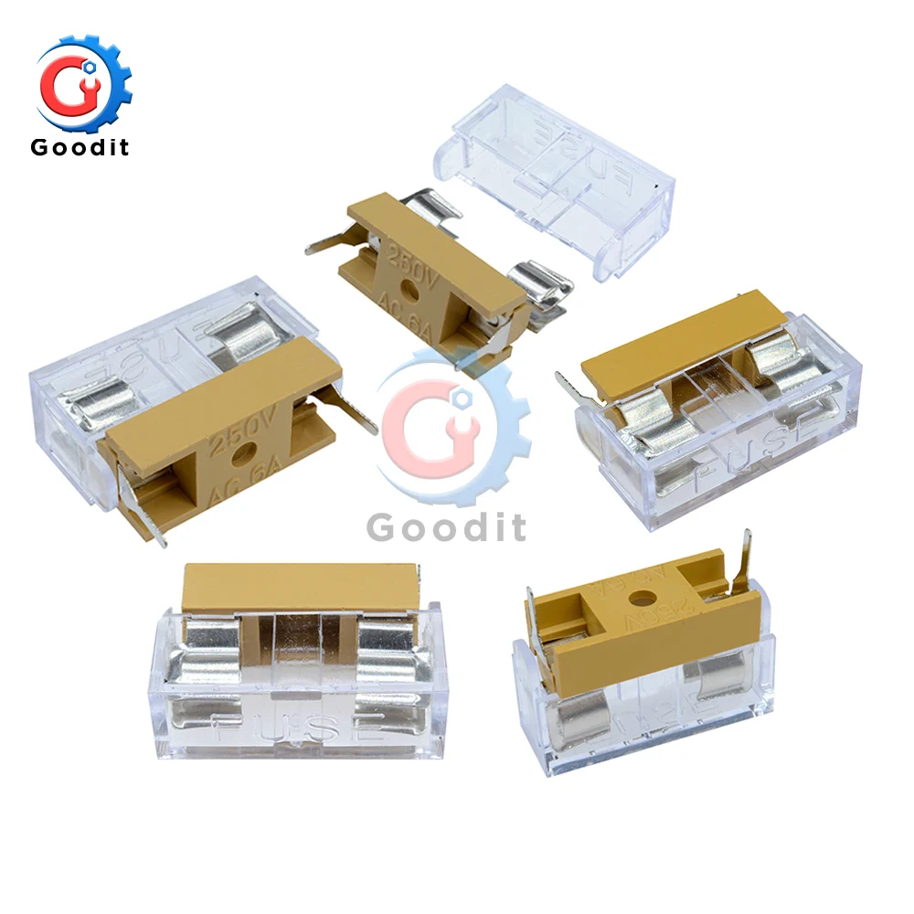 10PCS-Panel-Mount-PCB-Fuse-Holder-Case-w-Cover-5x20mm-With-Transparent ...