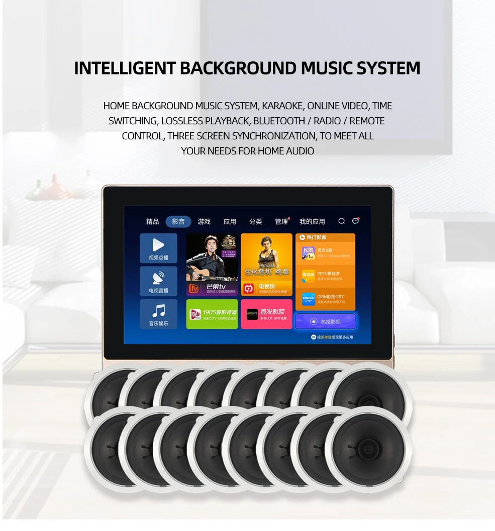 Oupushi 7 Inch In Wall Amplifier 8*20W Smart Home Auido System Wifi ...