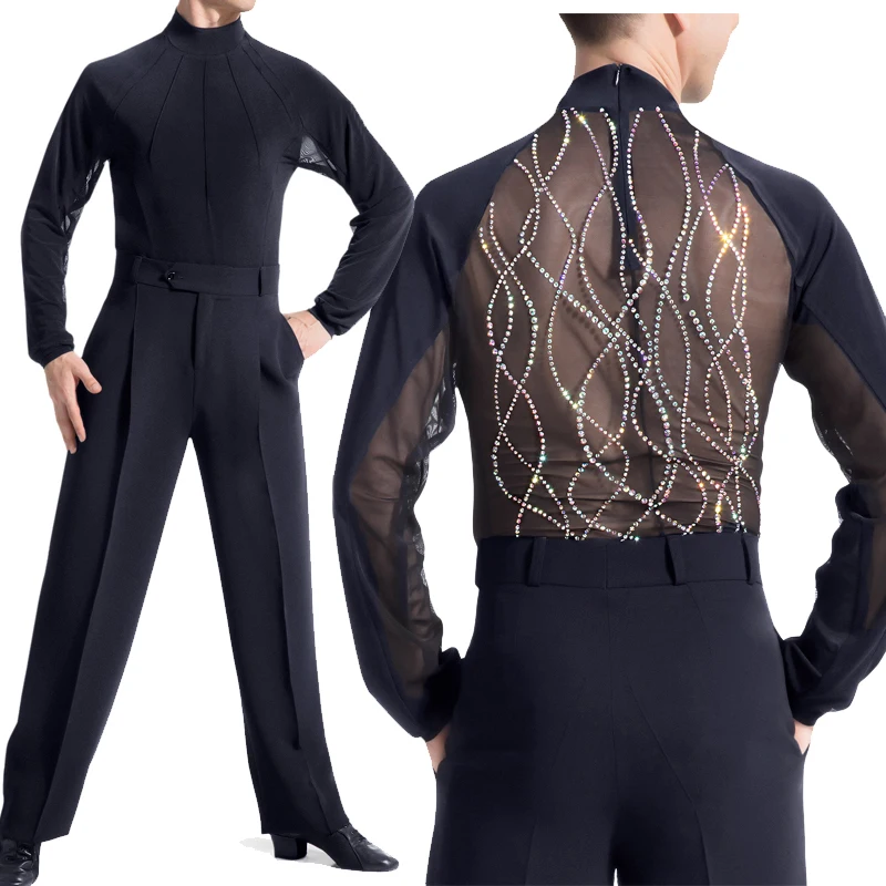 Traje de baile latino para hombre, camisa de competición de baile de ...