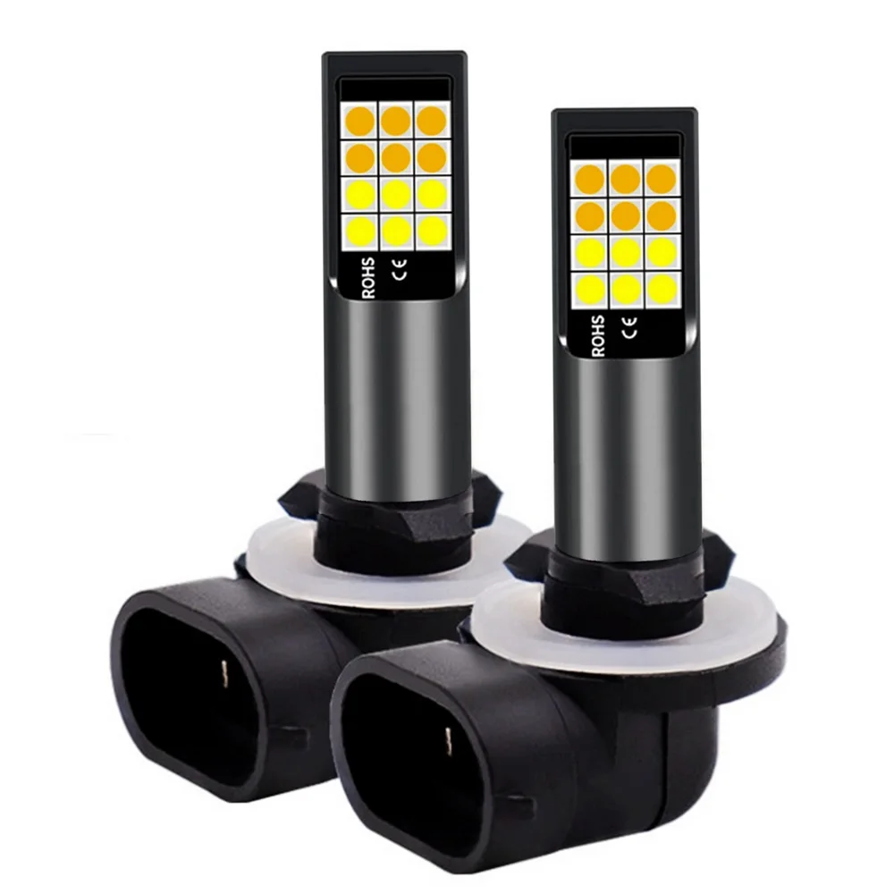 2pcs Dual Colors 881 H27 Super Bright Led Car Front Fog Lamp H27w Anti Fog Bulb Auto Driving ...