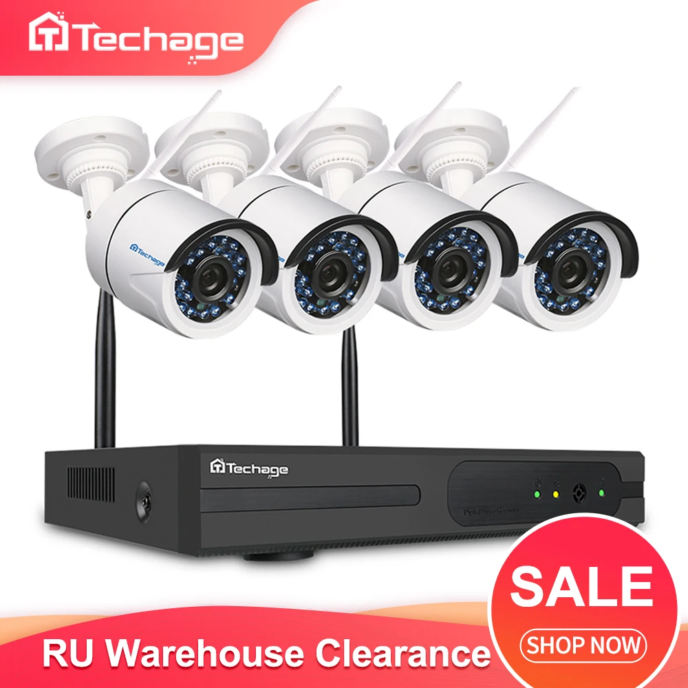 Techage 4CH 1080P HD Wifi NVR Kit Audio registro CCTV sistema de cámara ...