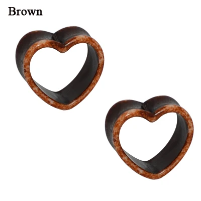 Pair Acrylic Ear Plug love Heart Tunnels Piercing White&Black&Brown ...